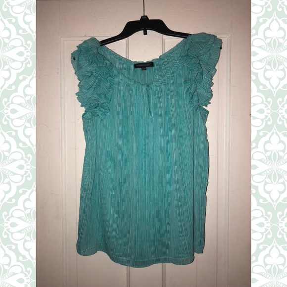 Banana Republic | Tops | Teal Ruffle Sleeve Blouse | Poshmark